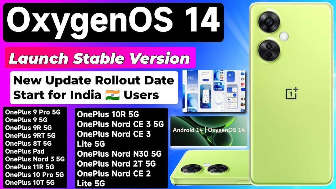 Oxygen OS 14 New Oneplus Update Devices List Rollout India 🇮🇳 Users ...