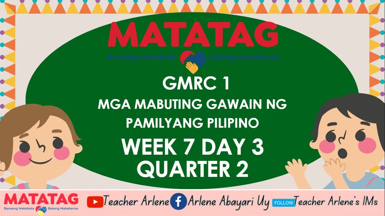 GMRC 1 Q2 WEEK 7 DAY 3 MATATAG Mga Mabuting Gawi ng Pamilyang Pilipino ...