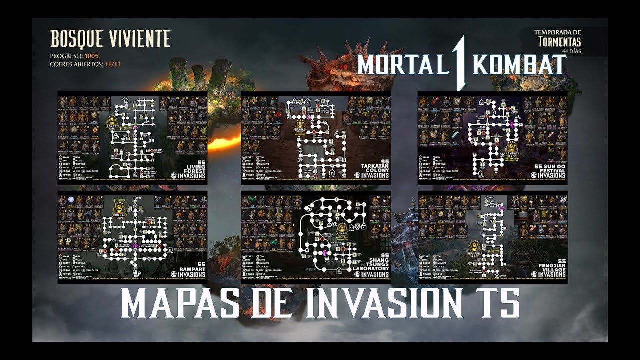 Mortal Kombat 1 (MK 12) – Invasion T5 – Guía de Mapas y todas las recompensas - YouTube