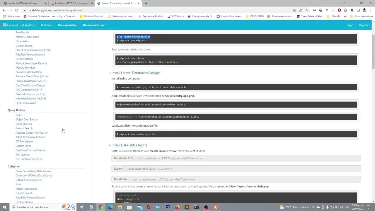 Curso Básico de Laravel CRUD Yajra Datatables - YouTube