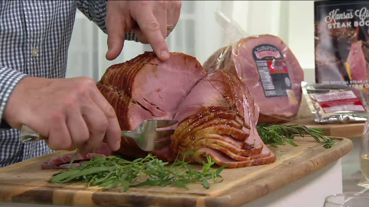 Kansas City Steak Company 7.25-8.25 lb. Ham with Glaze on QVC - YouTube