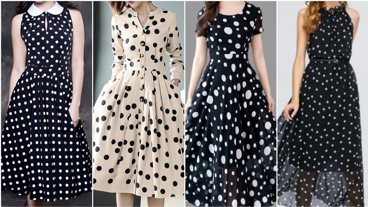 Gorgeous & Elegant Polka-dot Printed chiffon summer skater/frock design ...