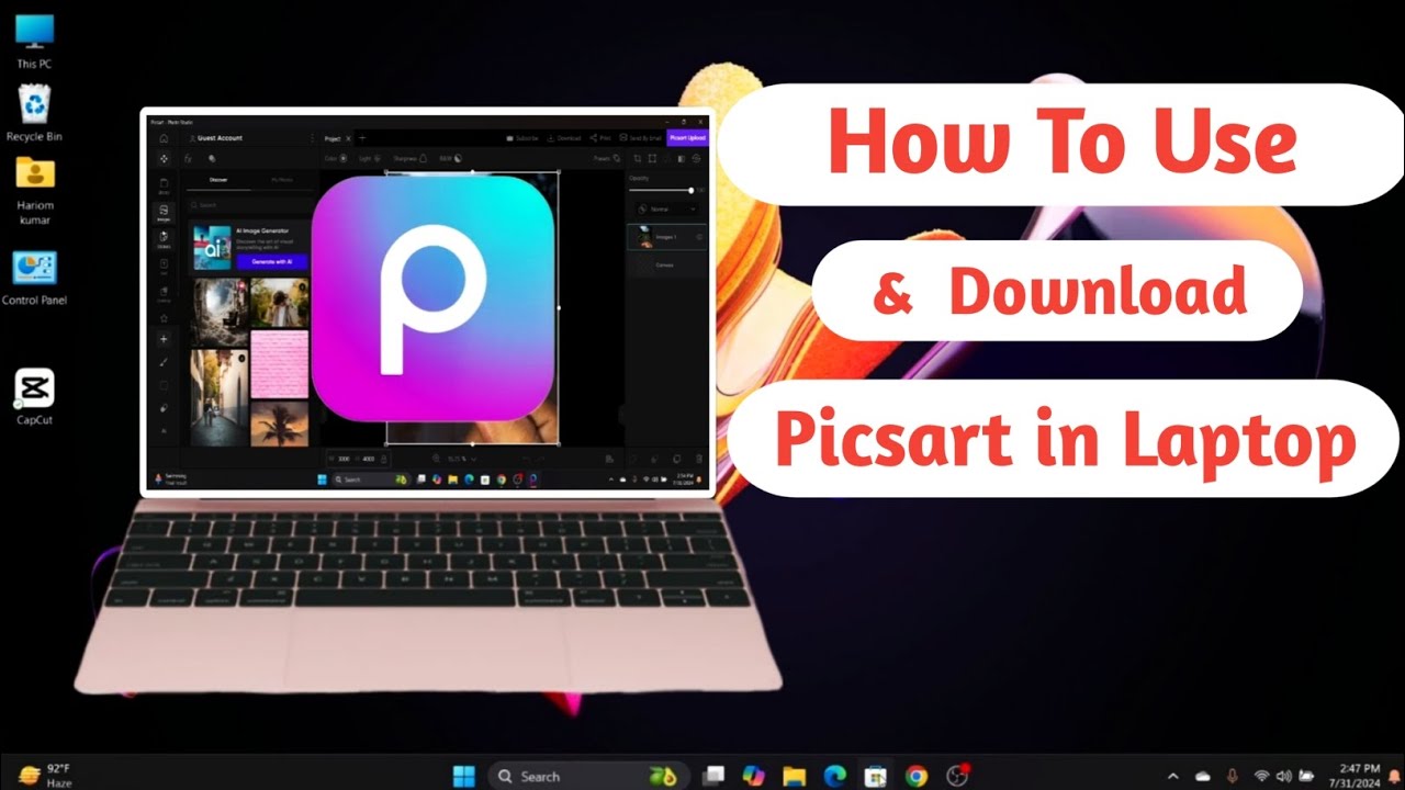 How to Use Picsart In Pc & Laptop In Window 11 - YouTube