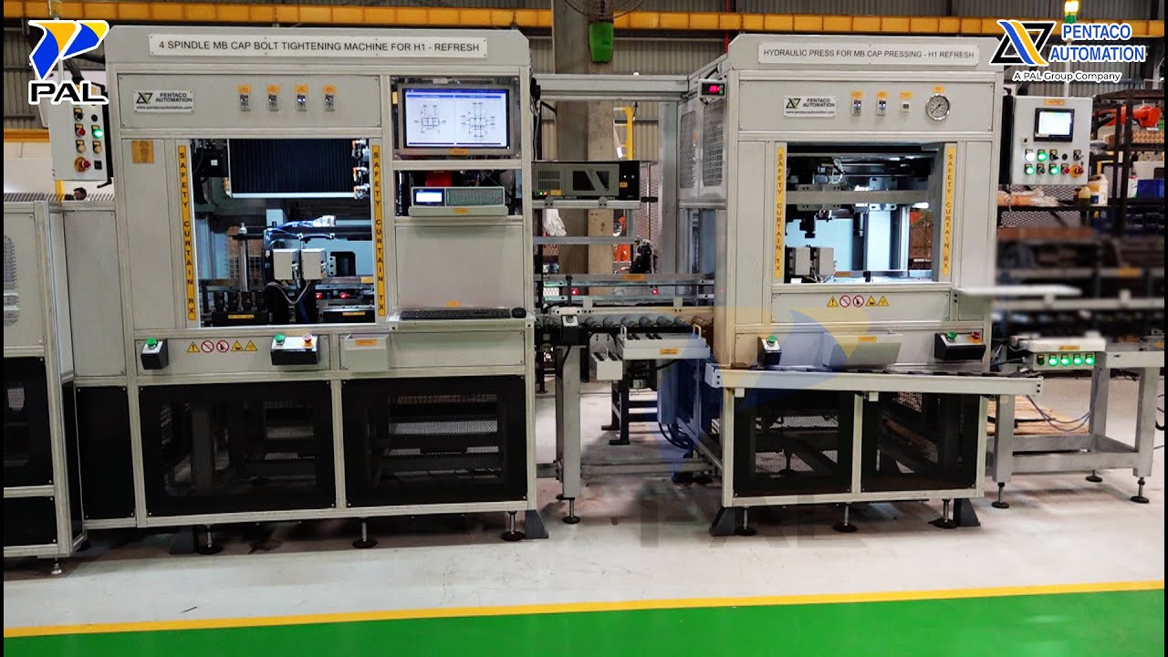 Hydraulic press for MB cap pressing & 4 spindle MB cap bolt tightening ...