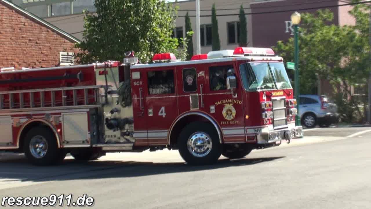 Battalion 1 + Engine 6 + Engine 4 Sacramento Fire department - YouTube