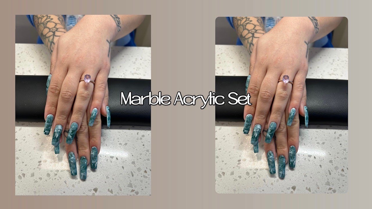 getting a gorgeous marble acrylic set (another nail vlog) - YouTube