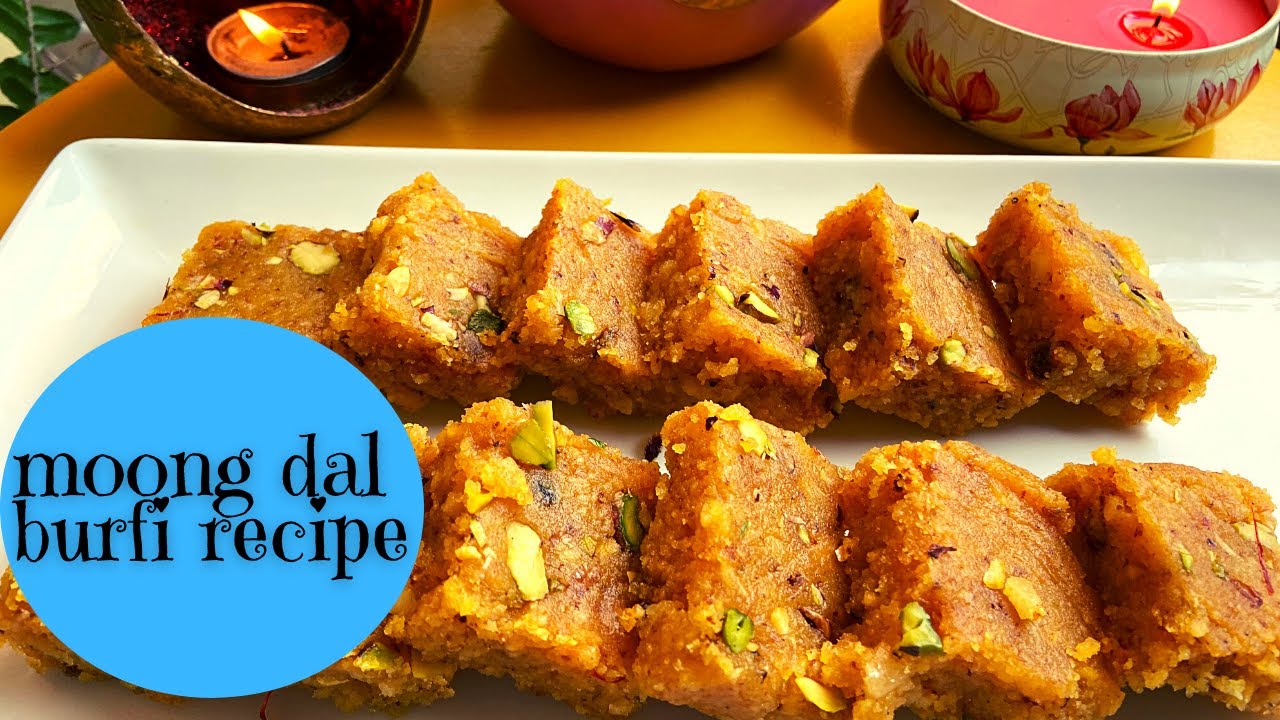 Moong Dal Burfi Recipe / moong dal halwa / moong dal badam halwa - YouTube