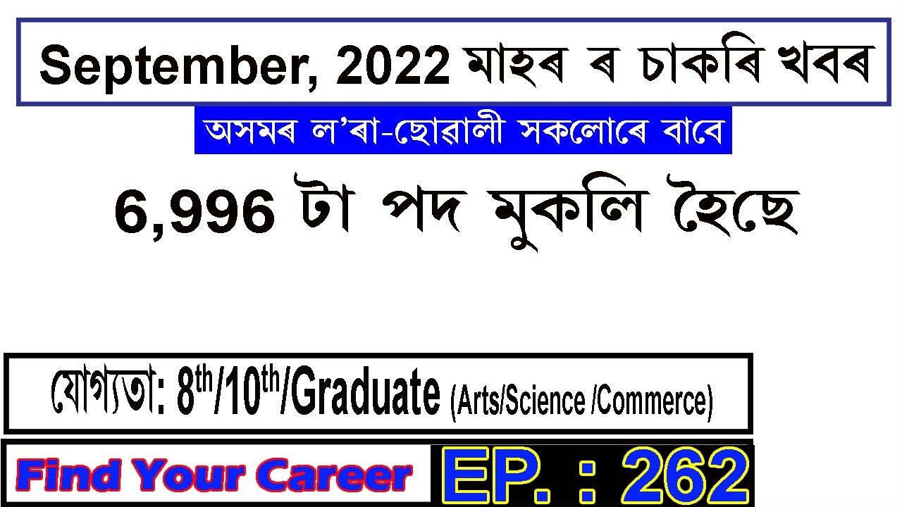 Assam JOB News Episode 262 || Latest Assam Job Notifications 2022 - YouTube