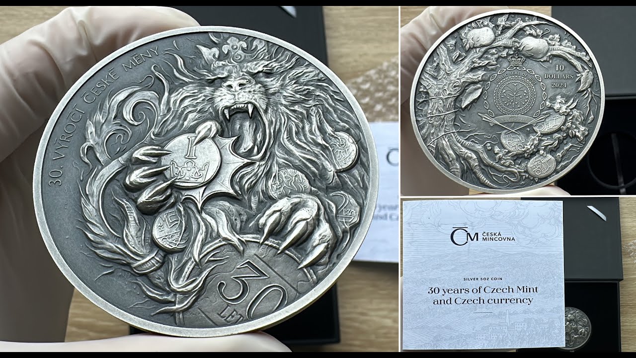 LION Czech Mint 30th Anniversary 5 Oz Silver Coin 10$ Niue 2024 - YouTube