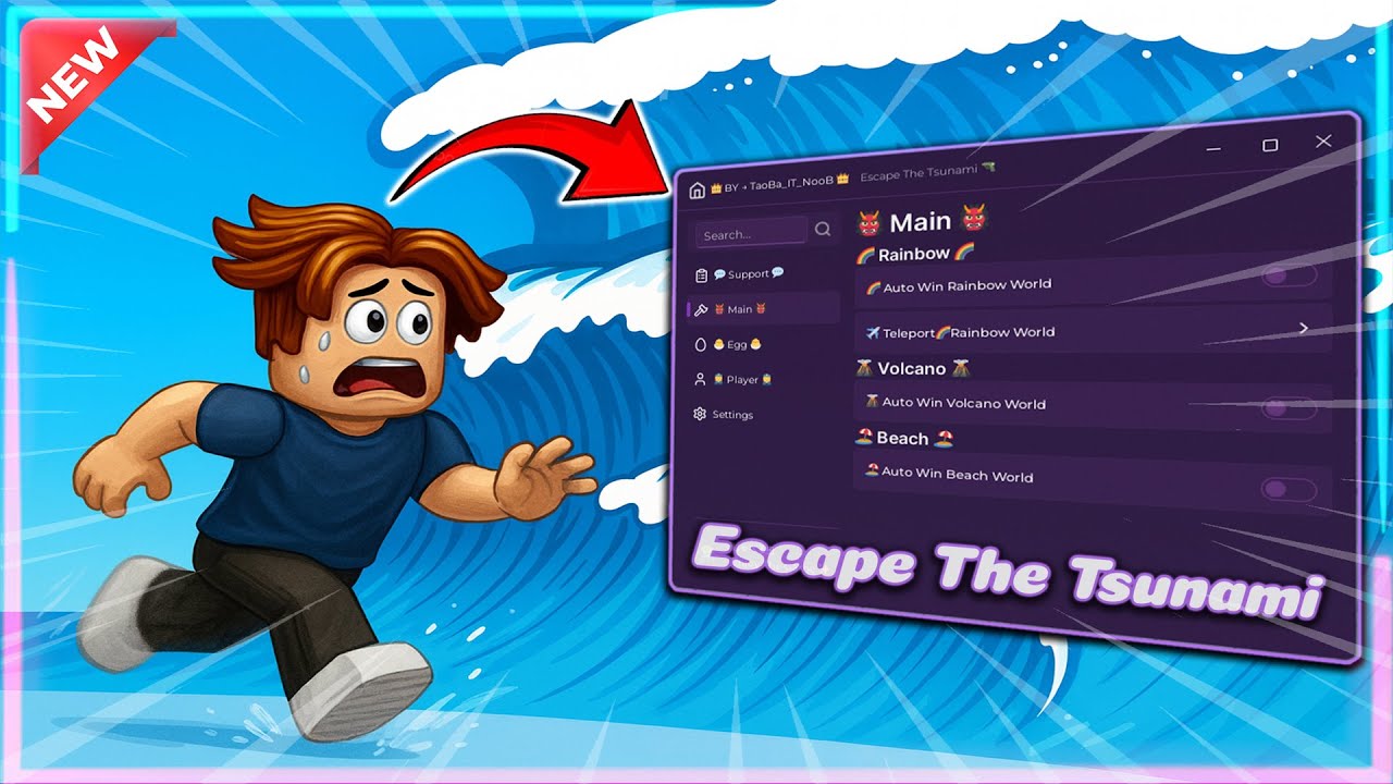 ⛲แจกสคริป Escape The Tsunami map script, auto win, auto farm, auto egg ...