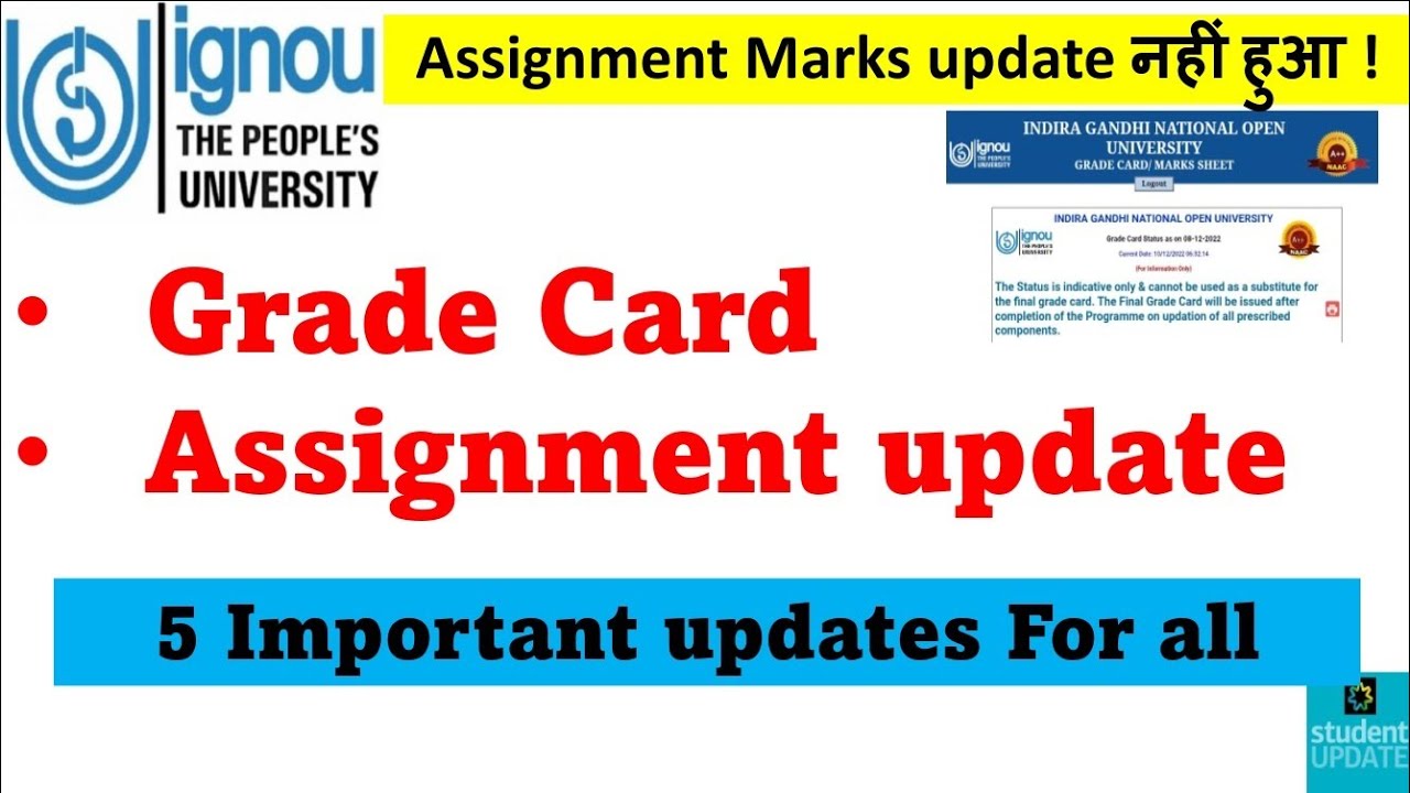 Latest update, Ignou Grade Card, Assignment Marks update Ignou ...
