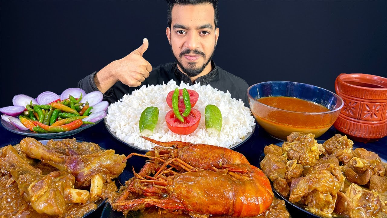 PRAWN CURRY🦞GIANT TIGER SHRIMP,SPICY MUTTON LEG PIECE CURRY & MUTTON ...