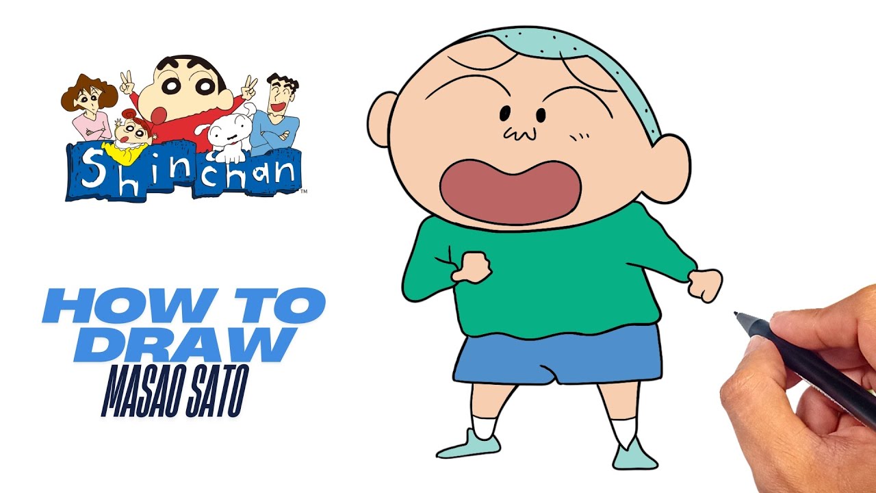 How to draw Masao from Crayon Shinchan - Easy Anime Drawing step by ...