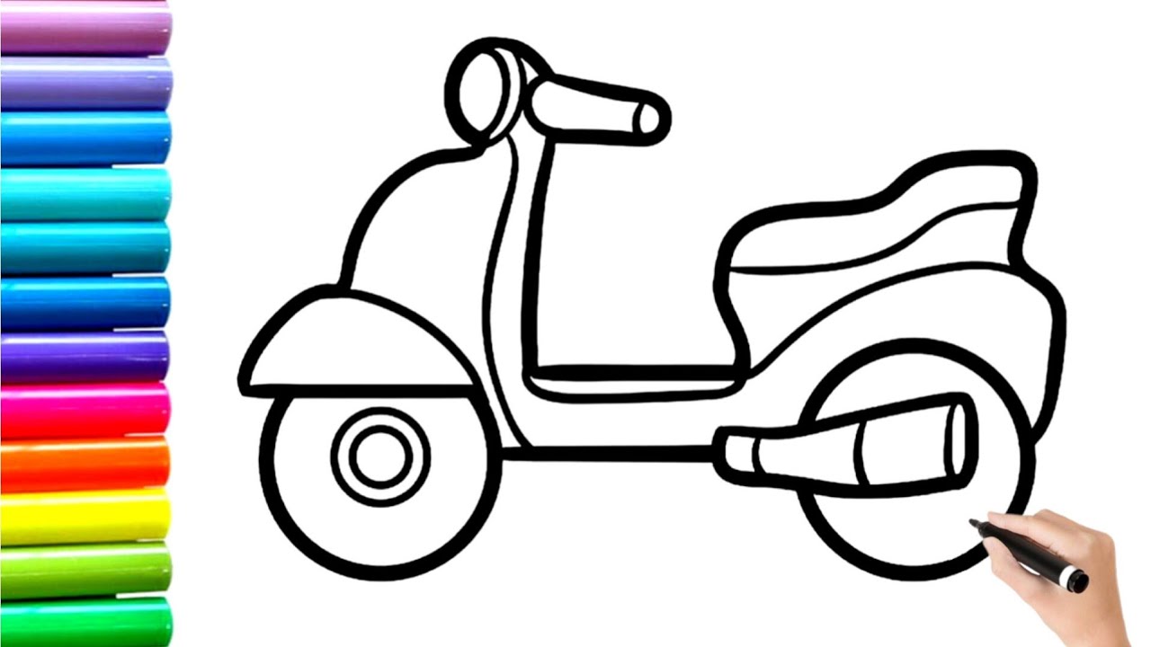 How to Draw Easy Vespa | Easy Vespa Drawing, Painting and Coloring for ...