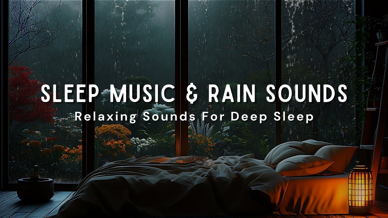 Deep Sleep with Rain Sound in the Foggy Garden and Relaxing with Piano ...