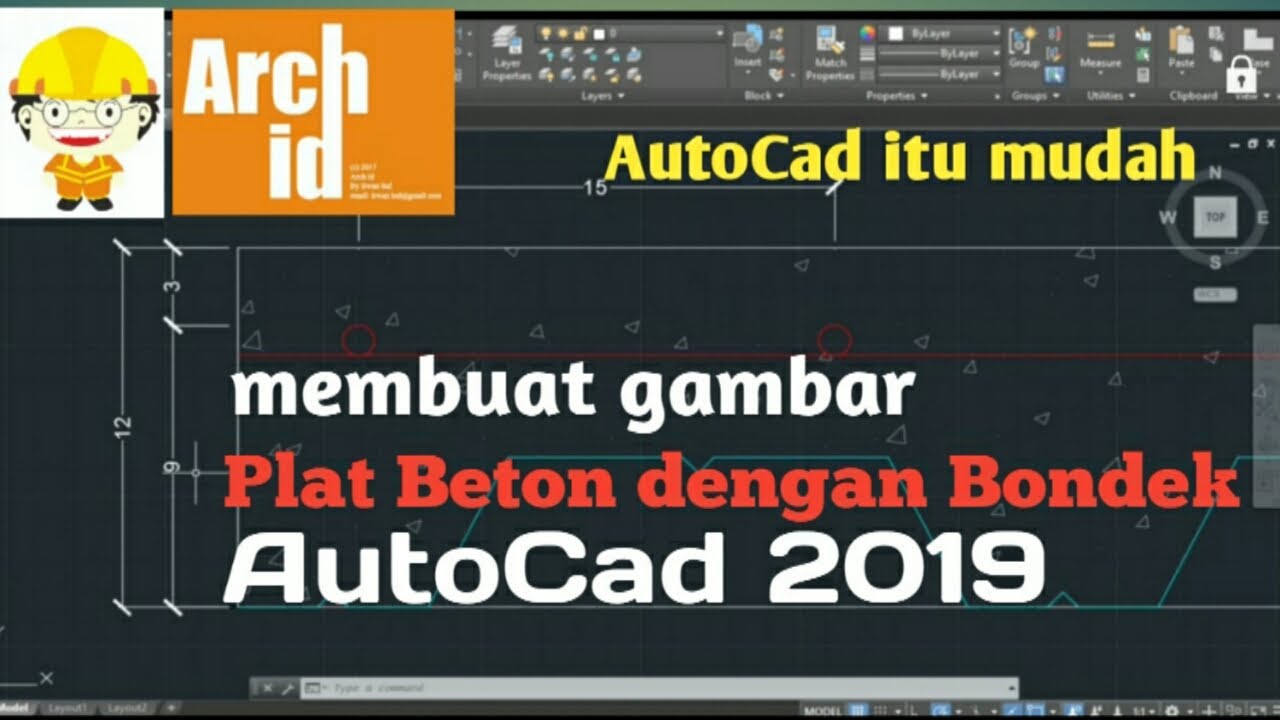 Menggambar Plat Beton Bondek dengan AutoCad 2019 - YouTube