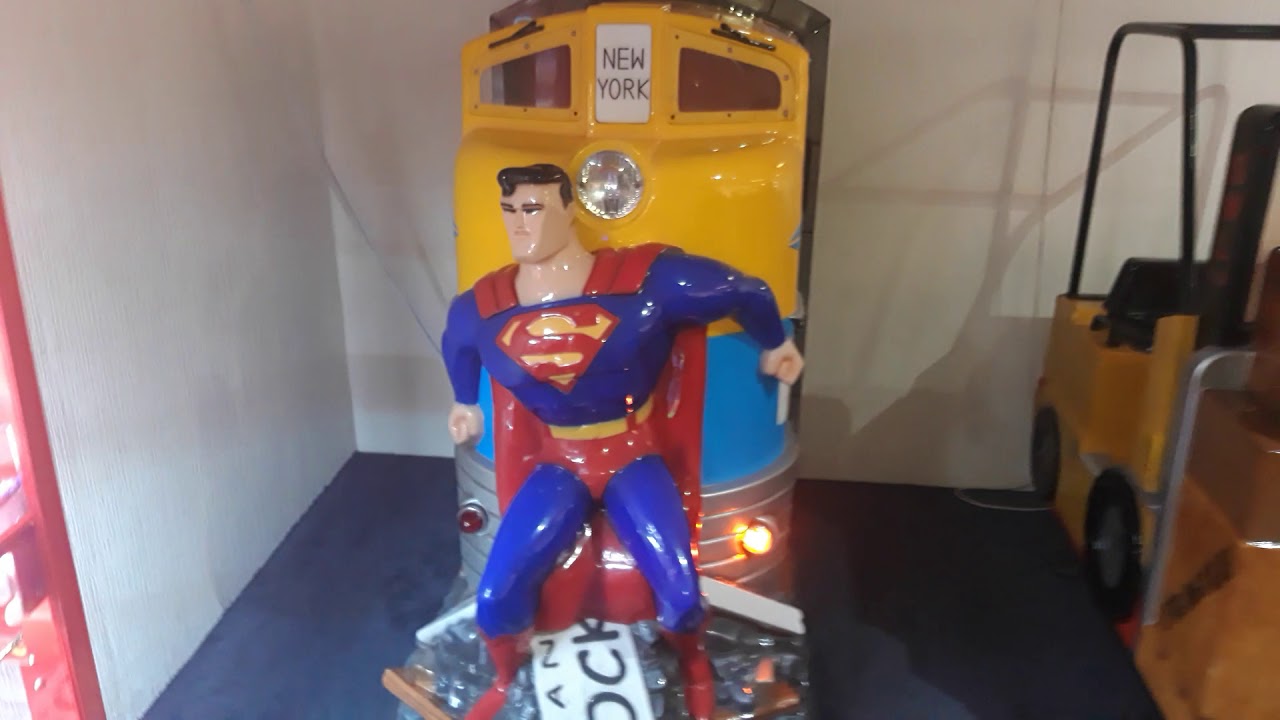 Jolly Roger Superman Train Kiddie Ride (RARE!) - YouTube