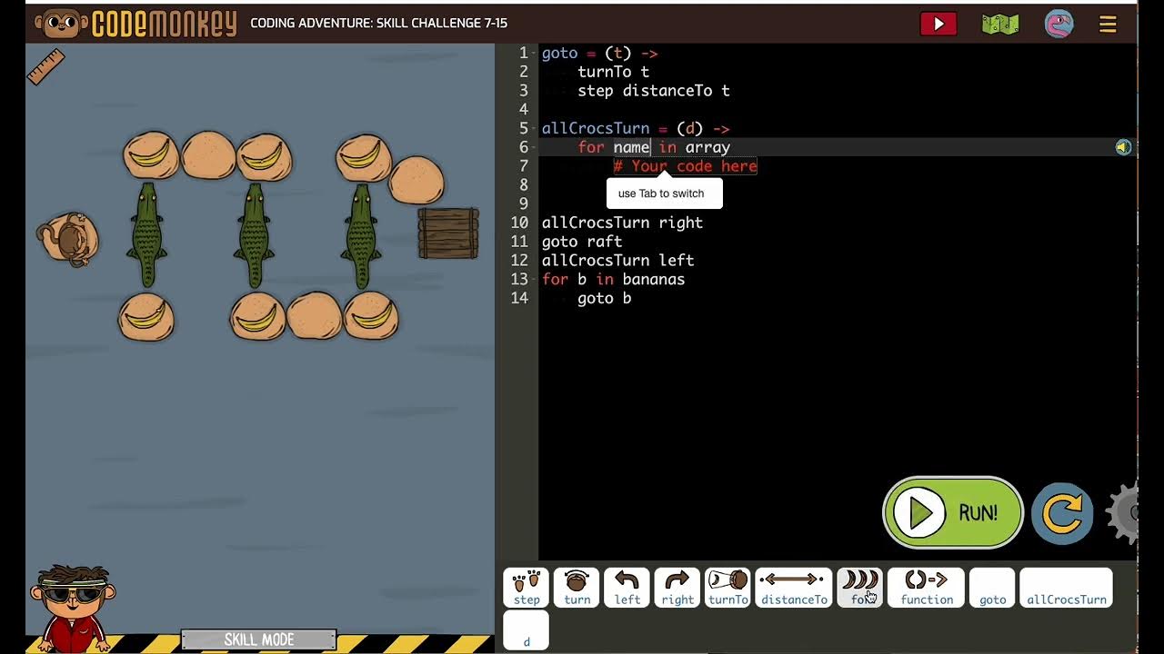 CodeMonkey Skill Mode 7-15 - YouTube