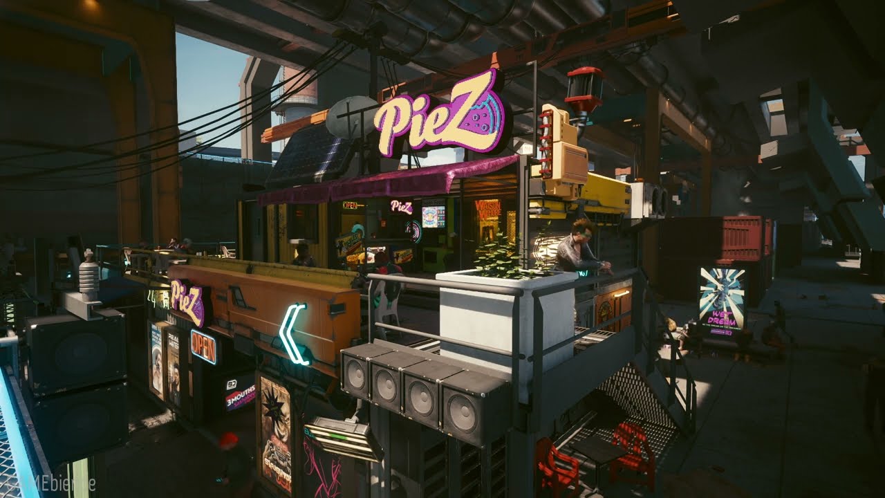 5 Hour - Cyberpunk 2077 - PieZ Pizza Shop Ambience - YouTube