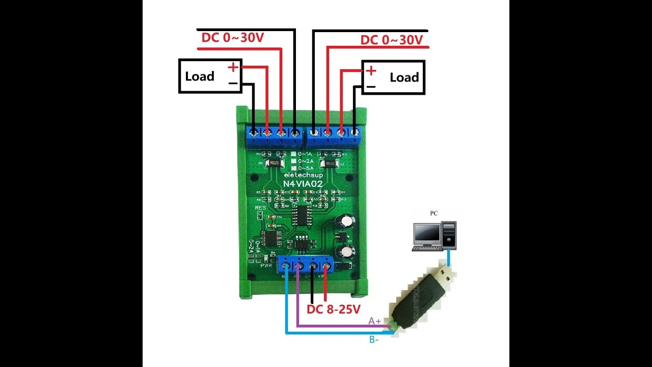 N4VIA02 Multifunctional RS485 Ammeter & Voltmeter 0-30V Voltage & 0-5A ...