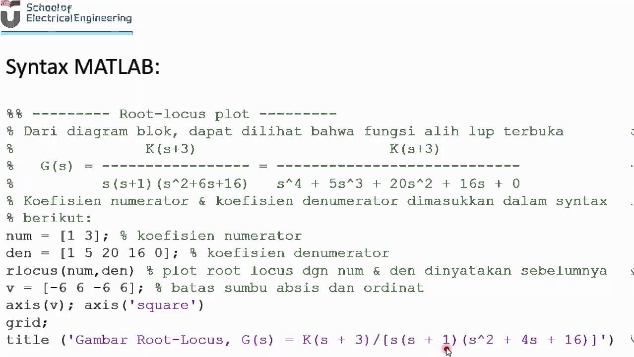 Tutorial MATLAB: Menggambar Root locus - YouTube