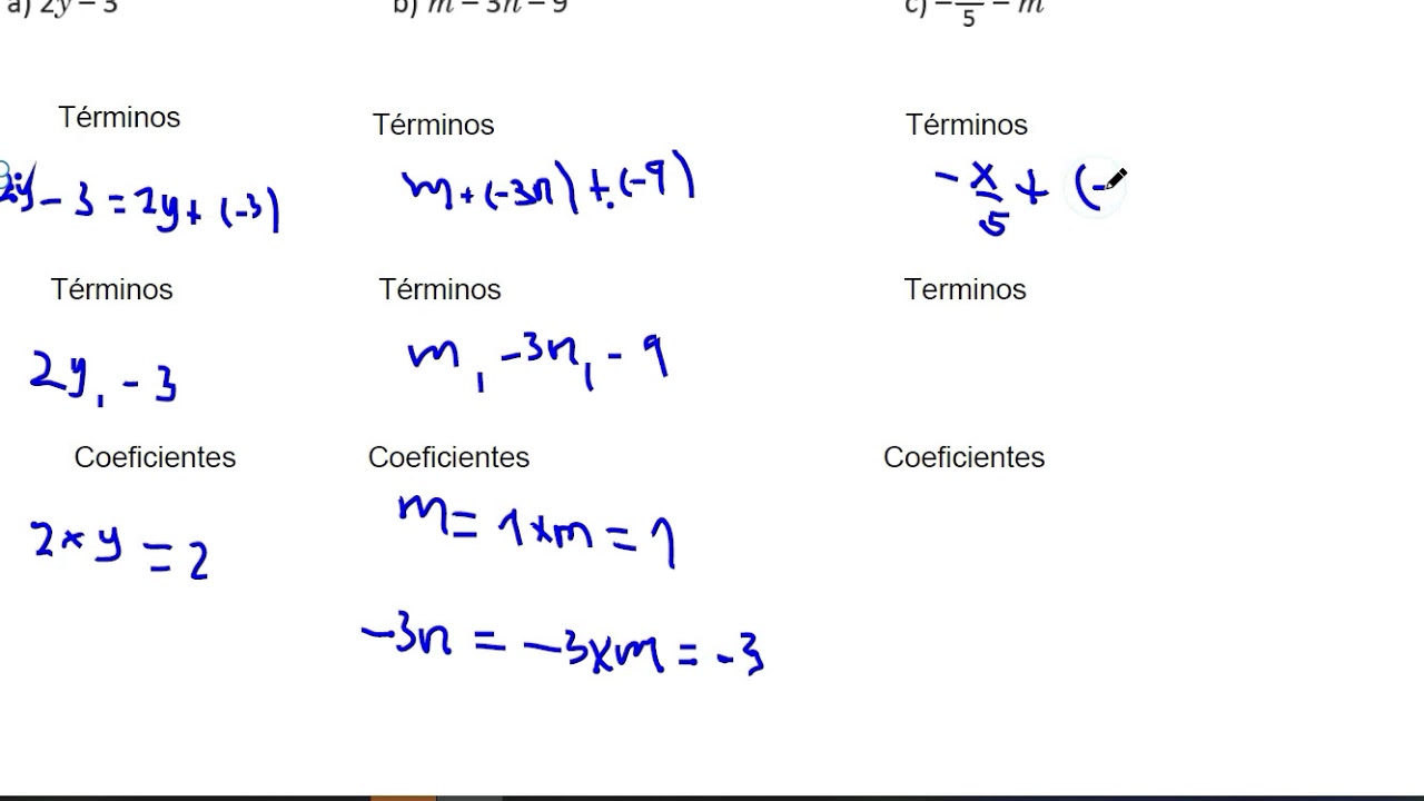 Terminos y coeficientes - YouTube