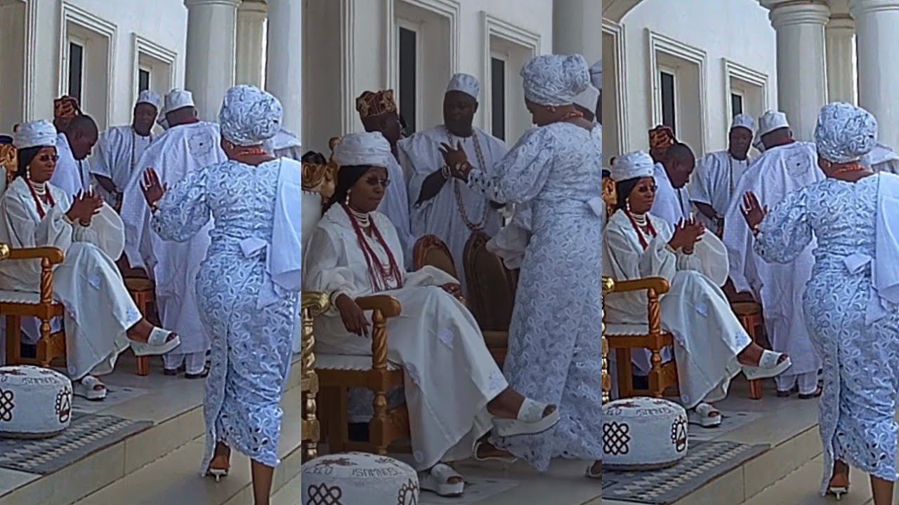 see how OLORI Temitope Ogunwusi and olori Aderonke Ogunwusi greet each ...
