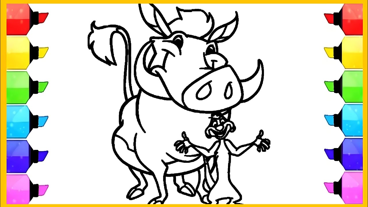 Timon & Pumbaa Drawing, Painting and Coloring Pages for Kids, Toddlers ...