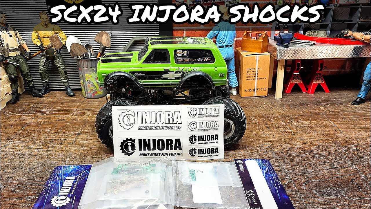 Axial Scx24 Mini Monster Truck INJORA Shocks and Servo Horn - YouTube