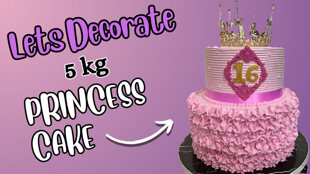 5kg Princess Cake | Two tier Birthday Cake for Girls | Princess Cake Tutorial - YouTube