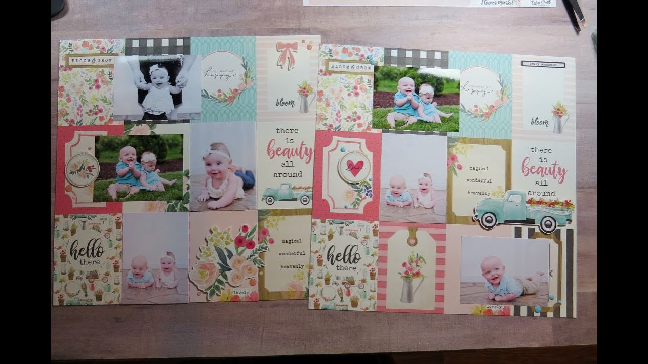Twins First Spring x2, Using Cut-Apart Cards, Scrapbooking Process ...