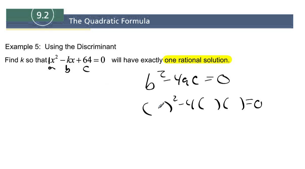 9 2 Example 5 Using The Discriminant YouTube 9-2-example-5-using-the-discriminant-youtube