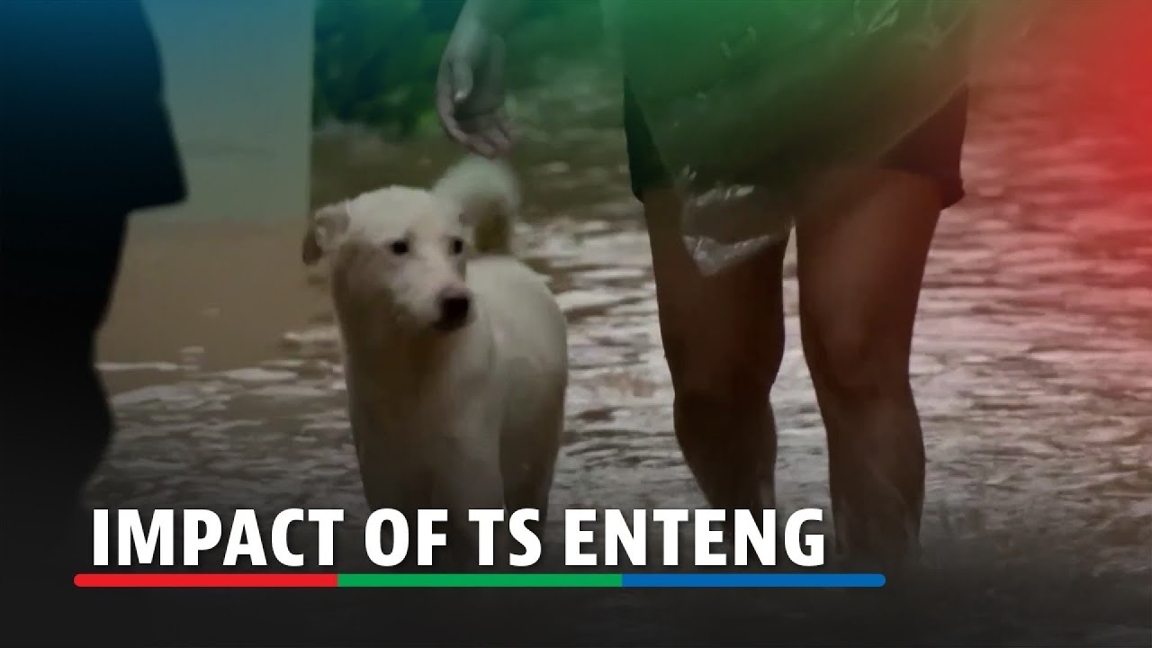 Streets flooded as tropical storm Enteng hits Philippines - YouTube