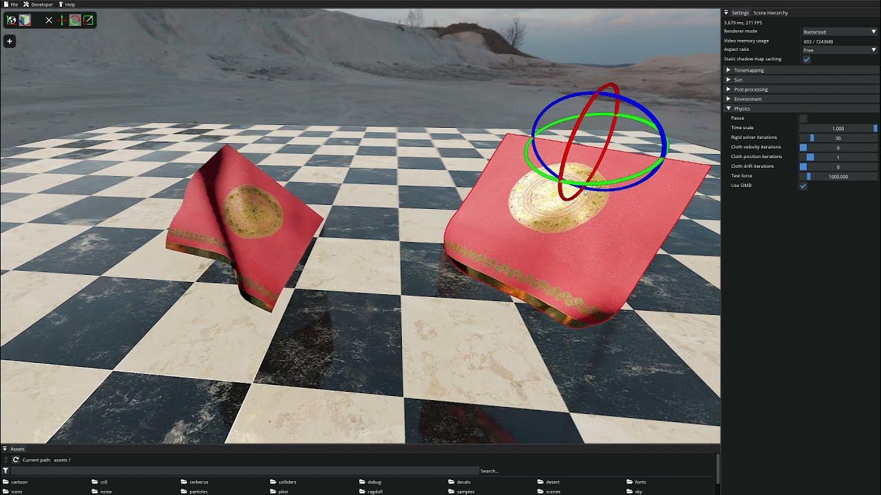 Cloth physics in my custom Physics Engine written from Scratch in C++ ...