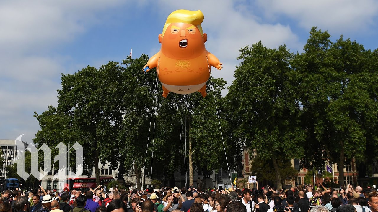 Giant 'Trump Baby' blimp takes flight in London - YouTube