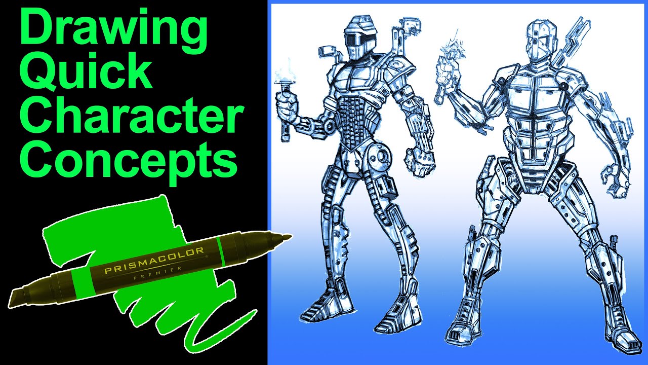 Drawing Quick Character Concepts - YouTube
