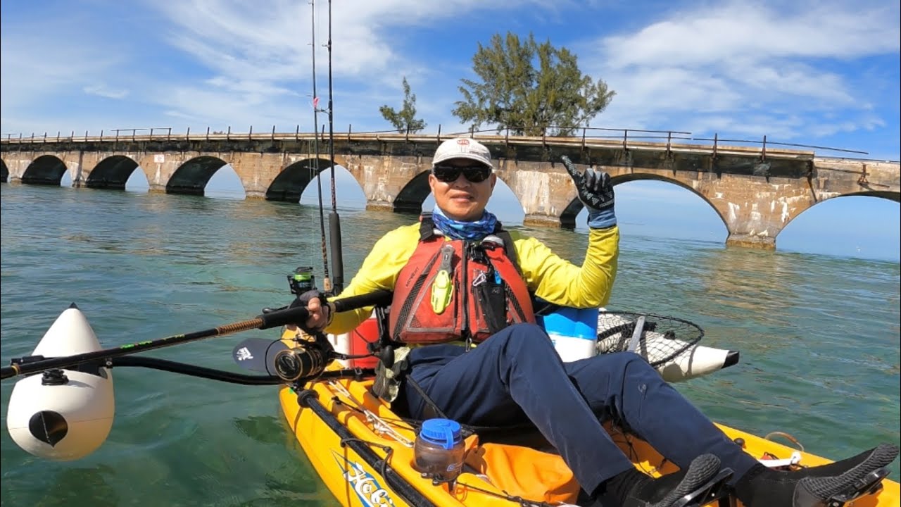 Kayak Fishing 7 mile bridge in Florida Keys - YouTube