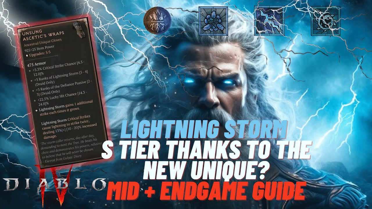 Lightning Storm Druid - Destroys Endgame! Diablo 4 Season 3 Build Guide ...
