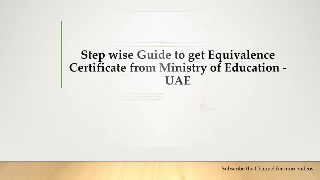 Step wise Guide to get Equivalence Certificate from UAE - YouTube