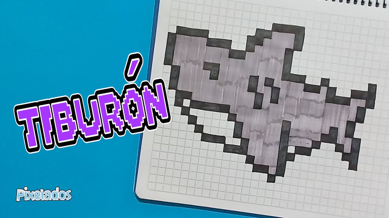 COMO DIBUJAR TIBURON PIXEL ART - PIXELADOS - YouTube