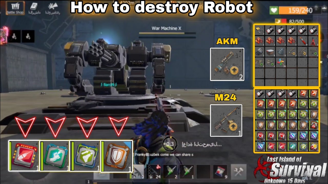How to destroy(robot) war machine x /Weapon upgrade parts/last island of survival. - YouTube