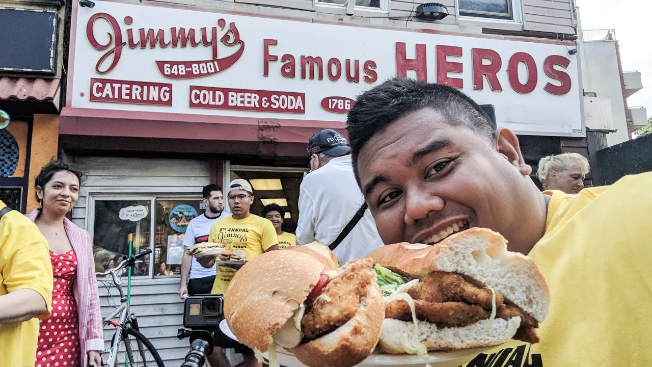 Jimmy's Famous Hero Eating Contest - YouTube