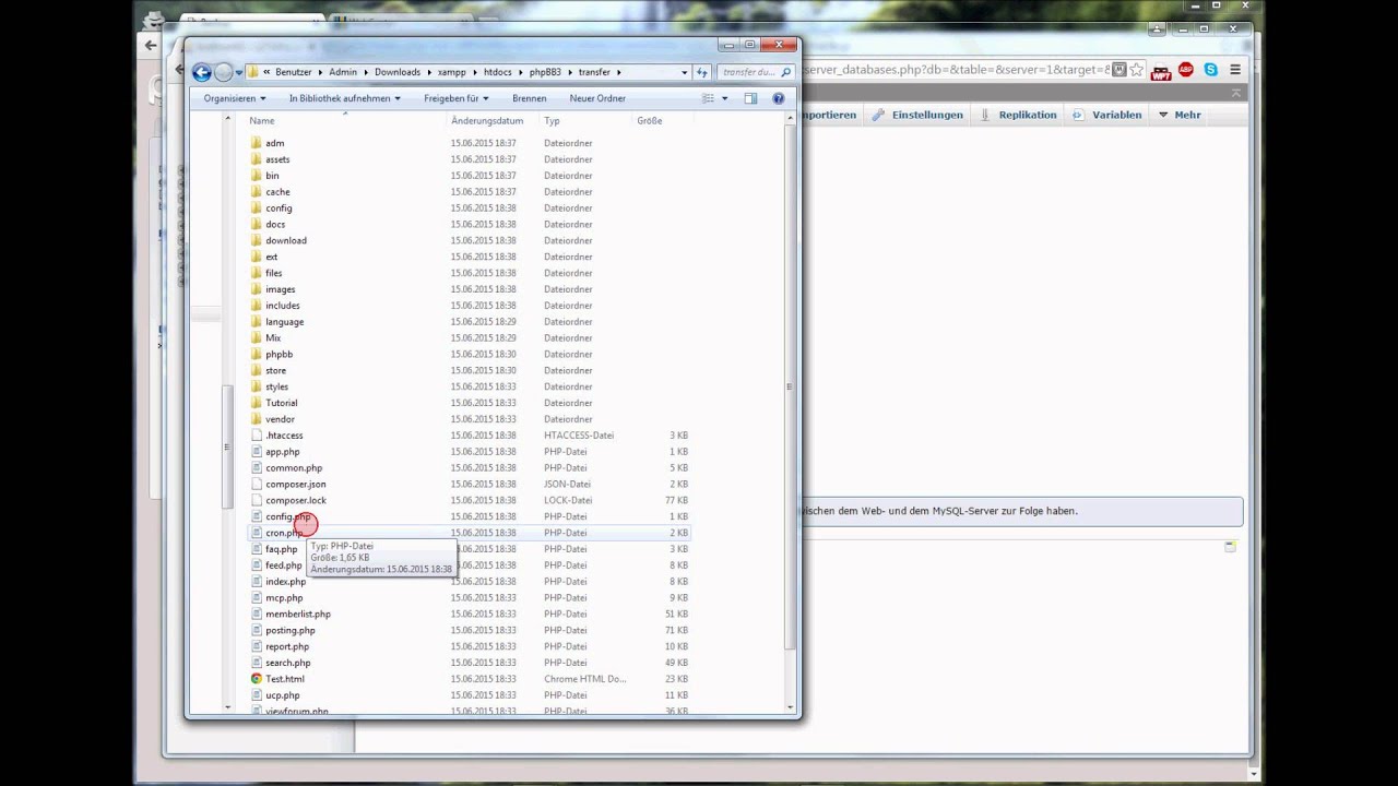 phpBB-Tutorial: eine Kopie des Liveboards auf XAMPP übertragen - YouTube