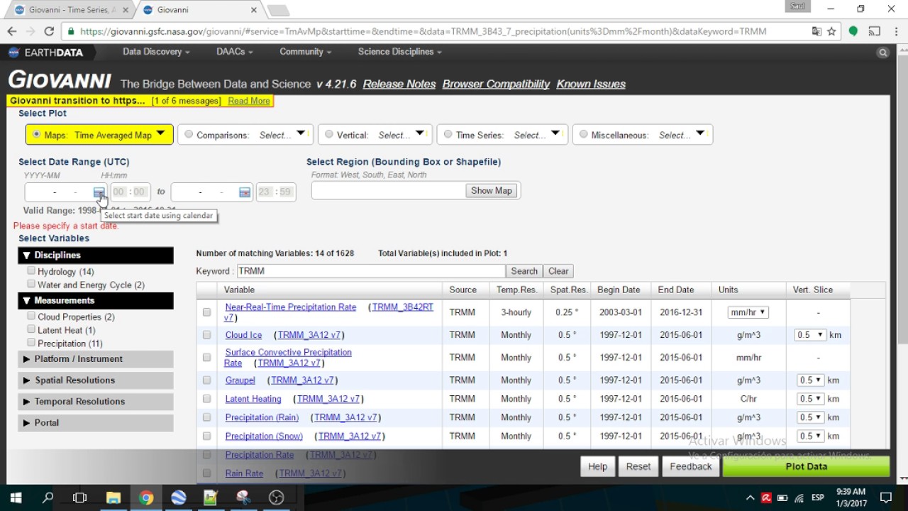 Tutorial de descarga de datos de Precipitacion del Satelite TRMM desde ...