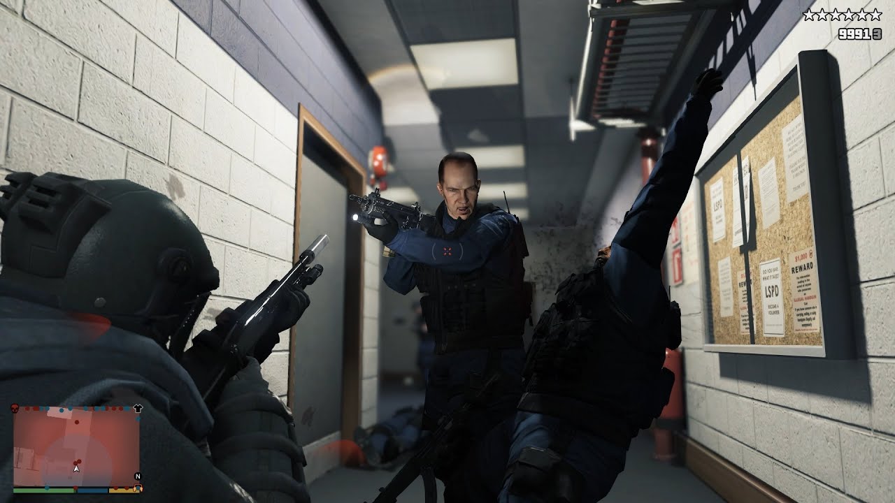 GTA V - Trevor's Juggernaut Massacre at the Police Station + 10 Star ...