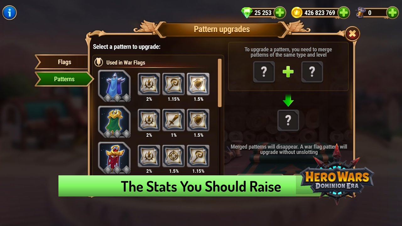 War Flag Patterns, Best Stats to Raise and to Dump — Hero Wars Dominion ...