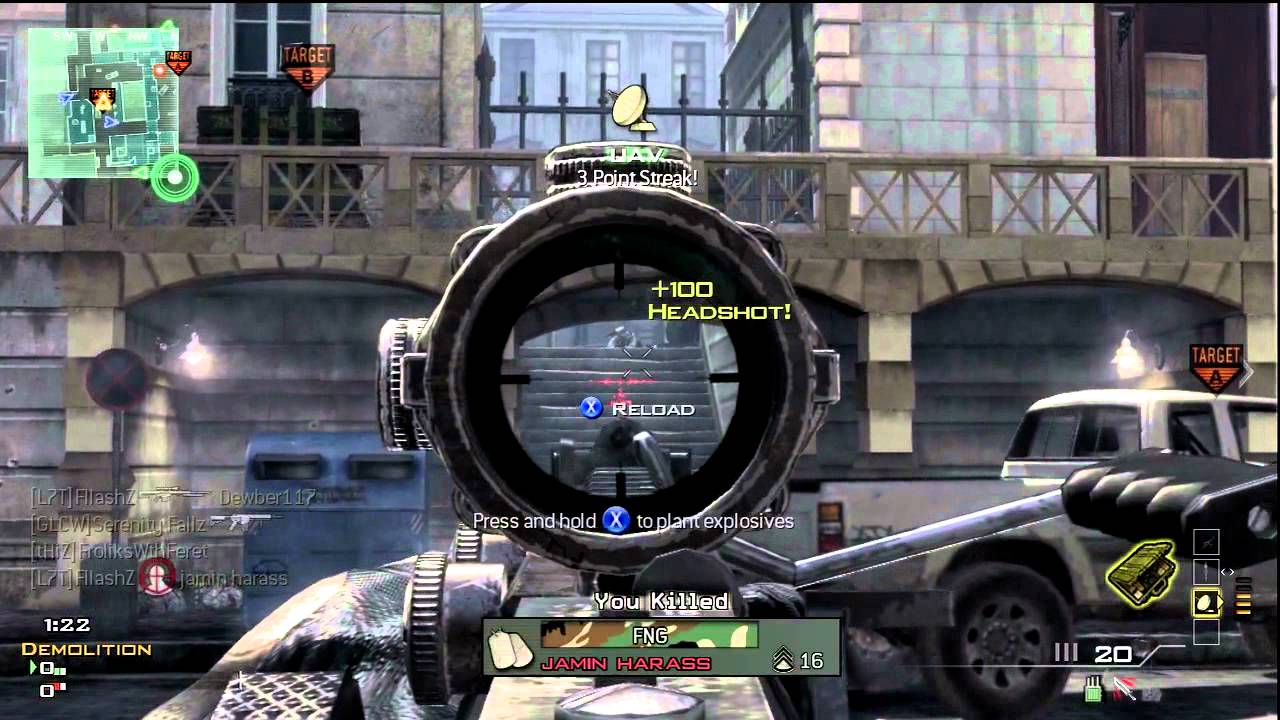 MW3 Triple Headshot Feed w/ Barrett 50. Cal. - YouTube
