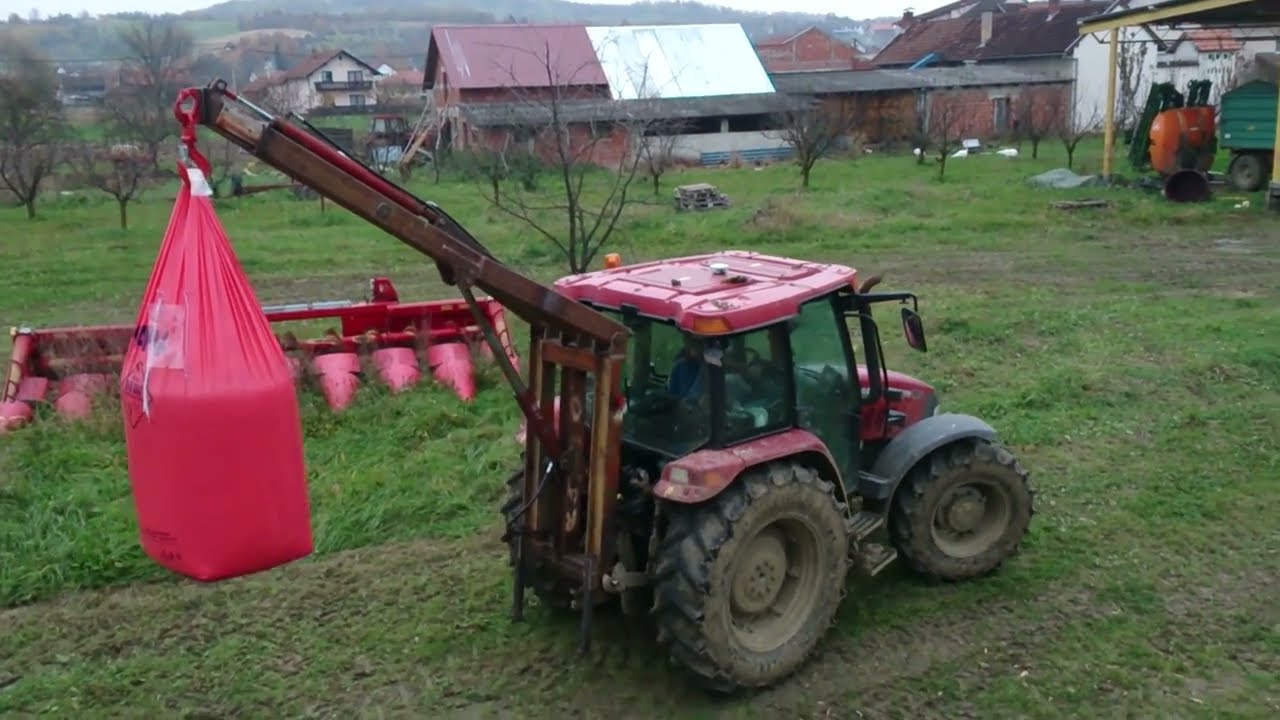 Homemade tractor crane - First test with big bag / Hidraulični ...
