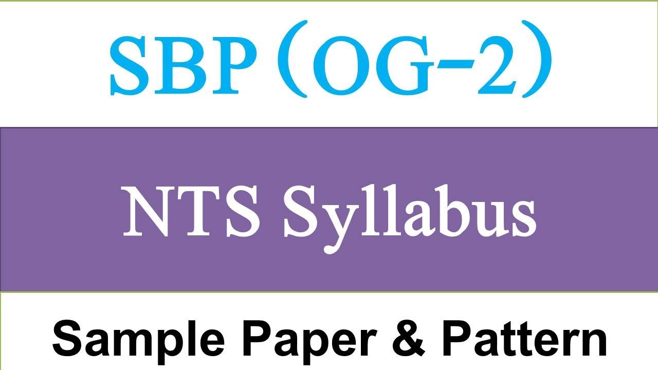 NTS State Bank of Pakistan SBP OG-2 Sample Paper Pattern Syllabus MCQs ...