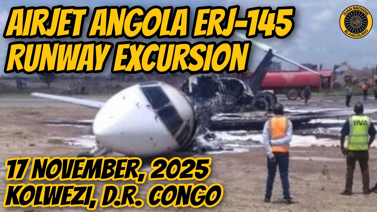 Airjet Angola E-145 Runway Excursion 17 Nov 2025 - YouTube